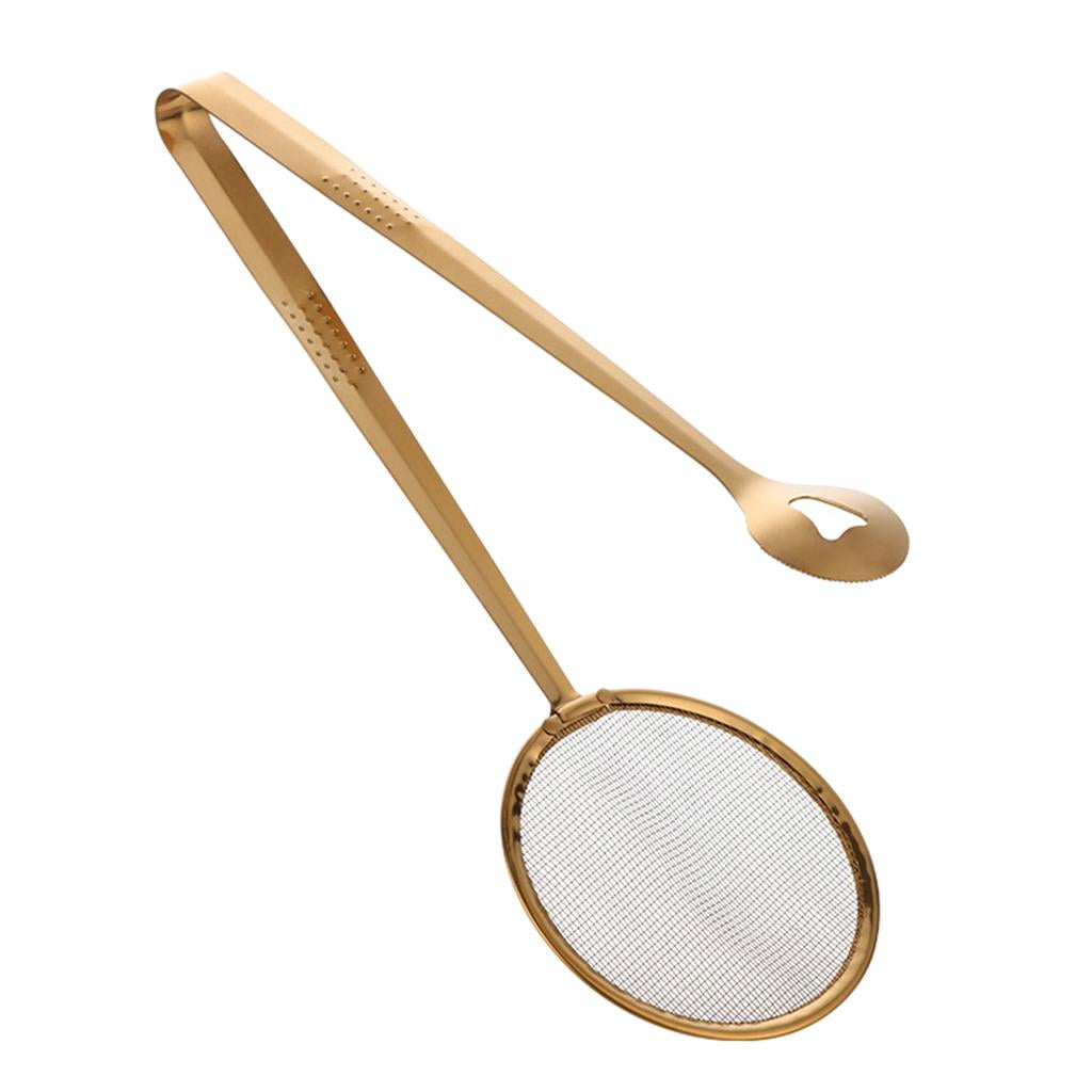 Stainless Steel Food Oil-Frying Filter Spoon with Clip, Food Colander ...