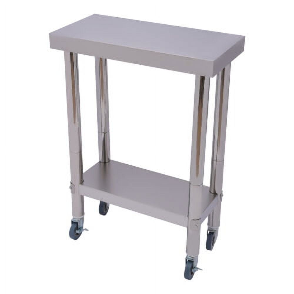 Stainless Steel Food Prep Table Kitchen Worktable with Shelf Castors ...