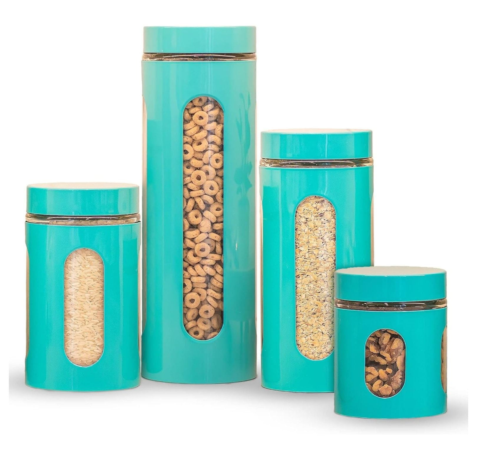 Stainless Steel Food Storage Canisters For Kitchen | 4 Piece Set of Airtight Kitchen Canisters ...
