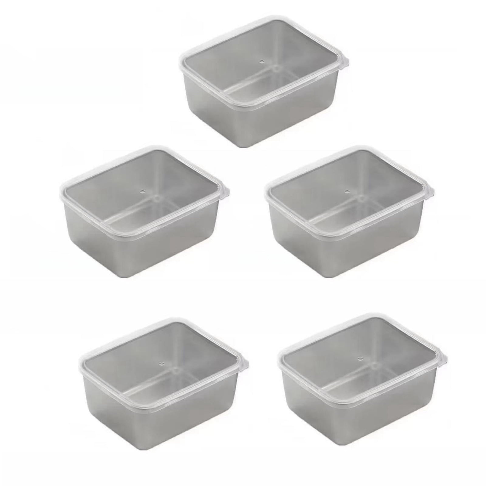 Stainless Steel Food Storage Container Set, 5-Piece Rectangular Metal ...