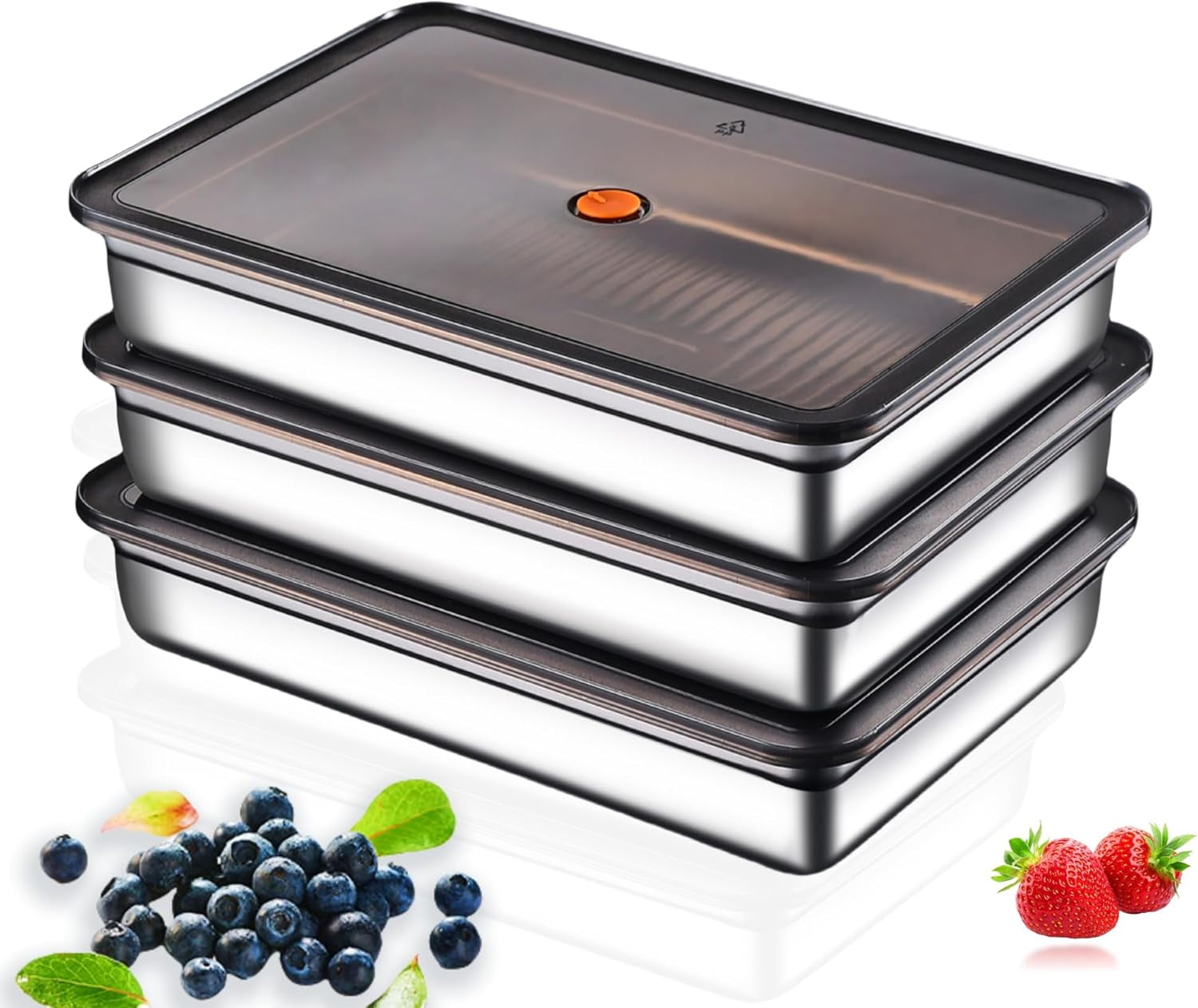 Stainless Storage Containers, , Airtight with Vacuum Seal, Stackable ...