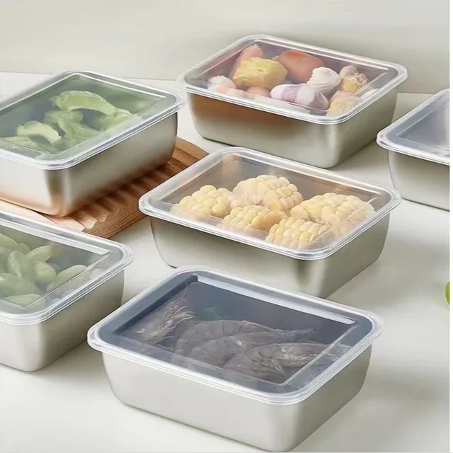 Stainless Steel Food Storage Serving Trays Rectangle Sausage Noodles ...