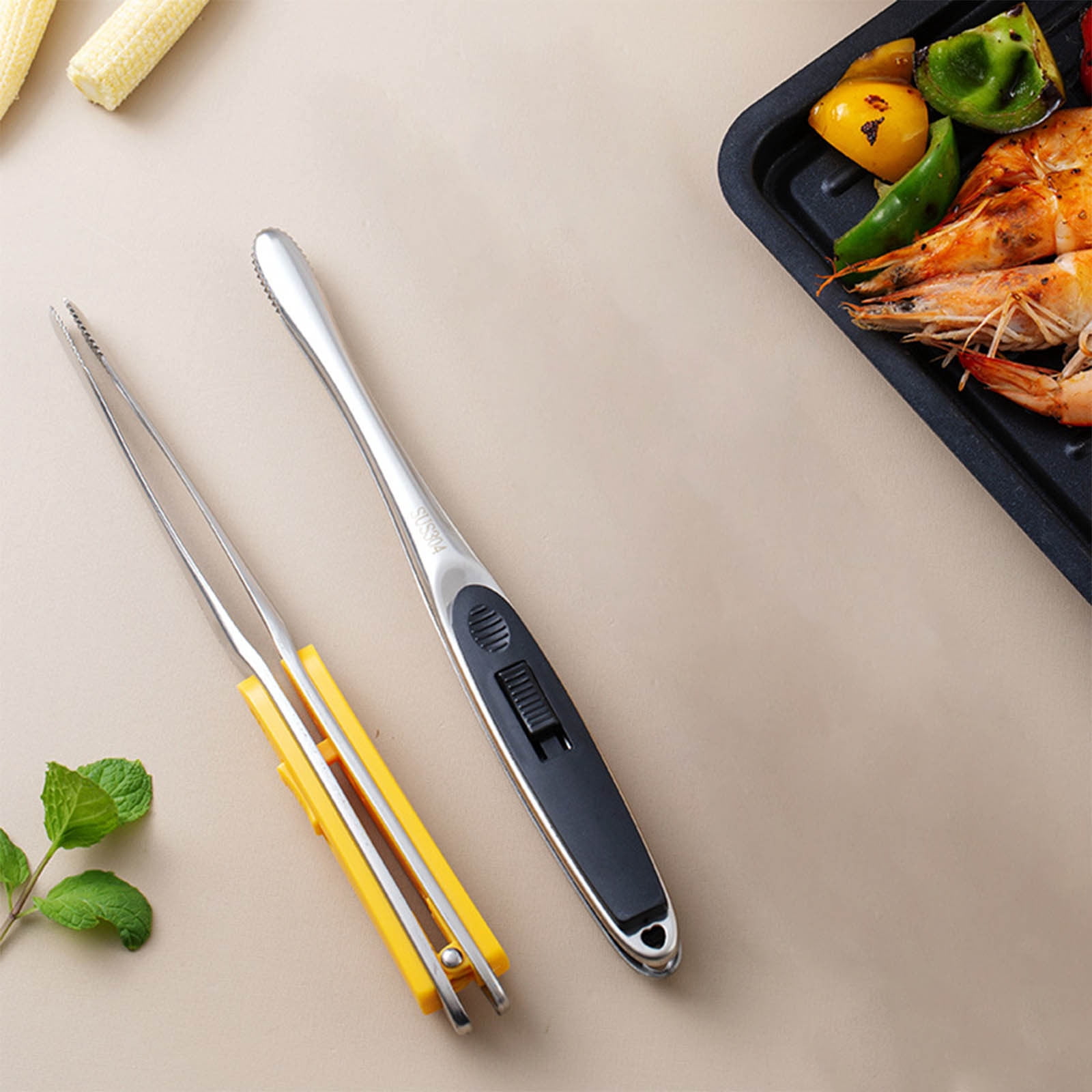 Stainless Steel Food Tongs | 25.5cm Precision Mini Serving Tongs for ...