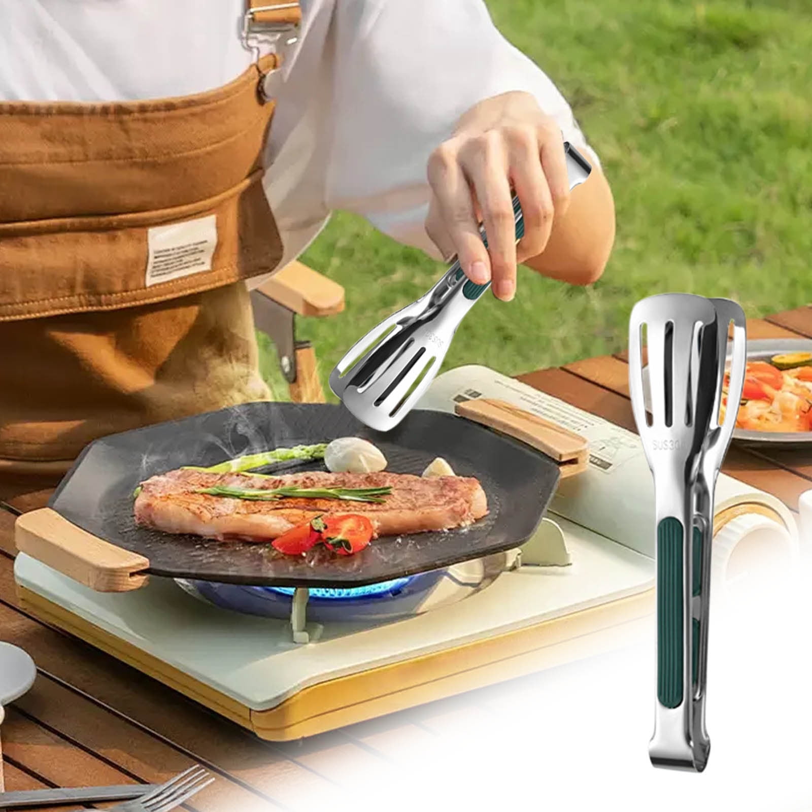 Stainless Steel Food Tongs BBQ Grill Tongs for Outdoor Cooking Baking ...