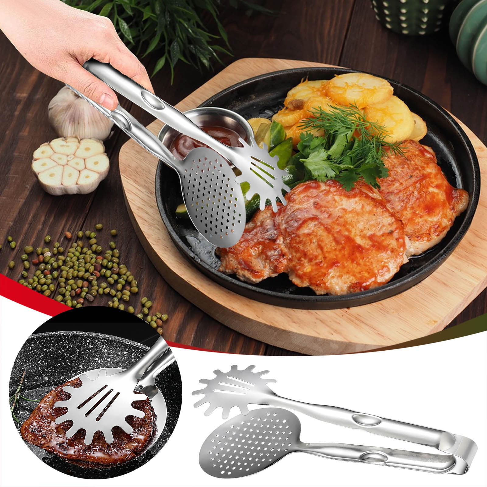Stainless Steel Food Tongs for Grilling | Locking BBQ Tongs with ...