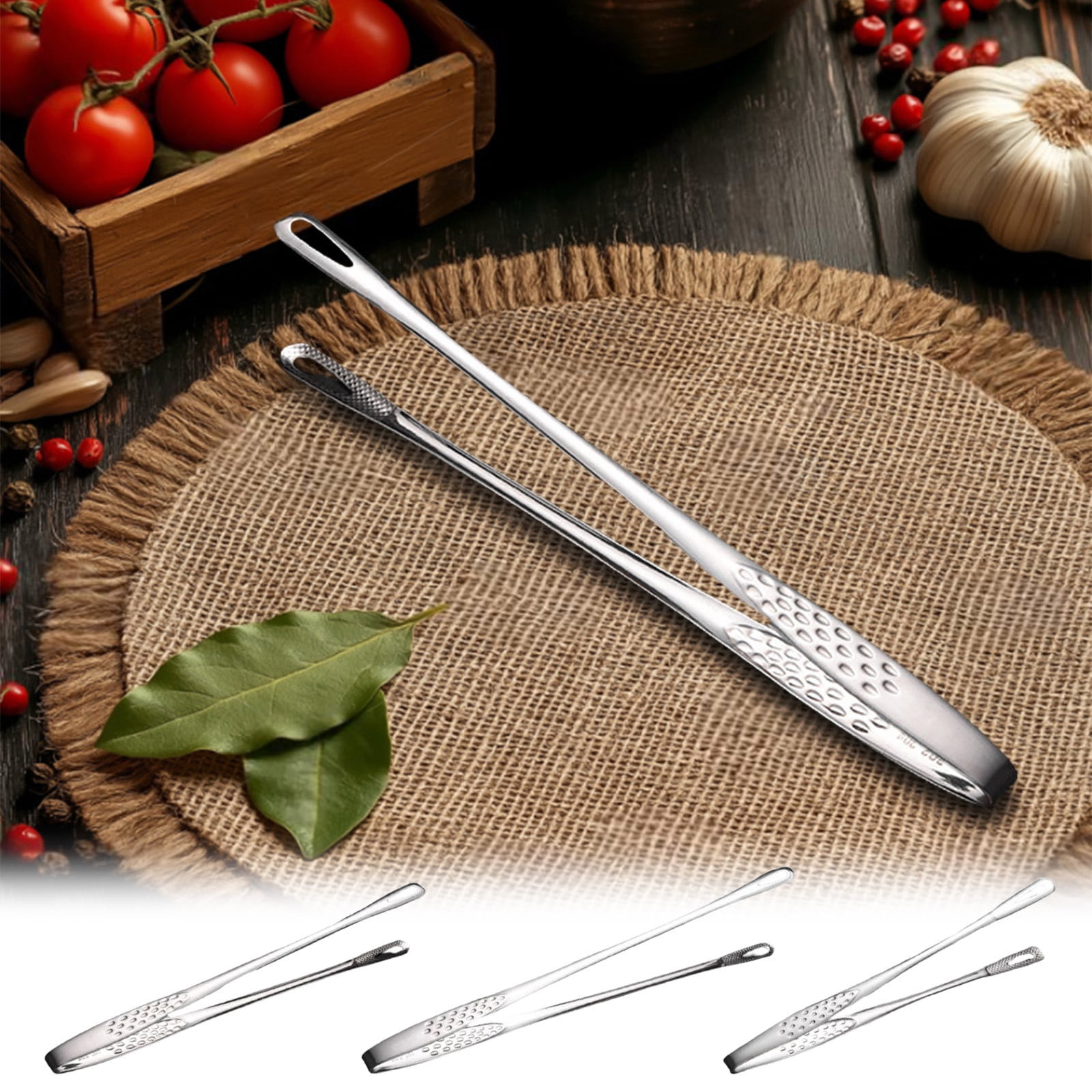 Stainless Steel Food Tongs | Serrated Wave Teeth | Heat-Resistant Grip ...