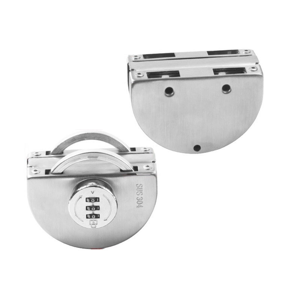 Stainless Steel Frameless Glass Door Lock Single/Double Door Keyless ...