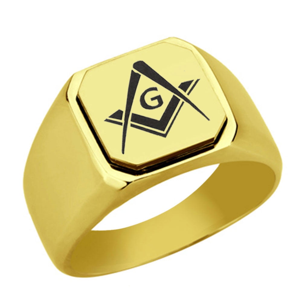 Stainless Steel Freemason Masonic Engraved Signet Ring - Walmart.com