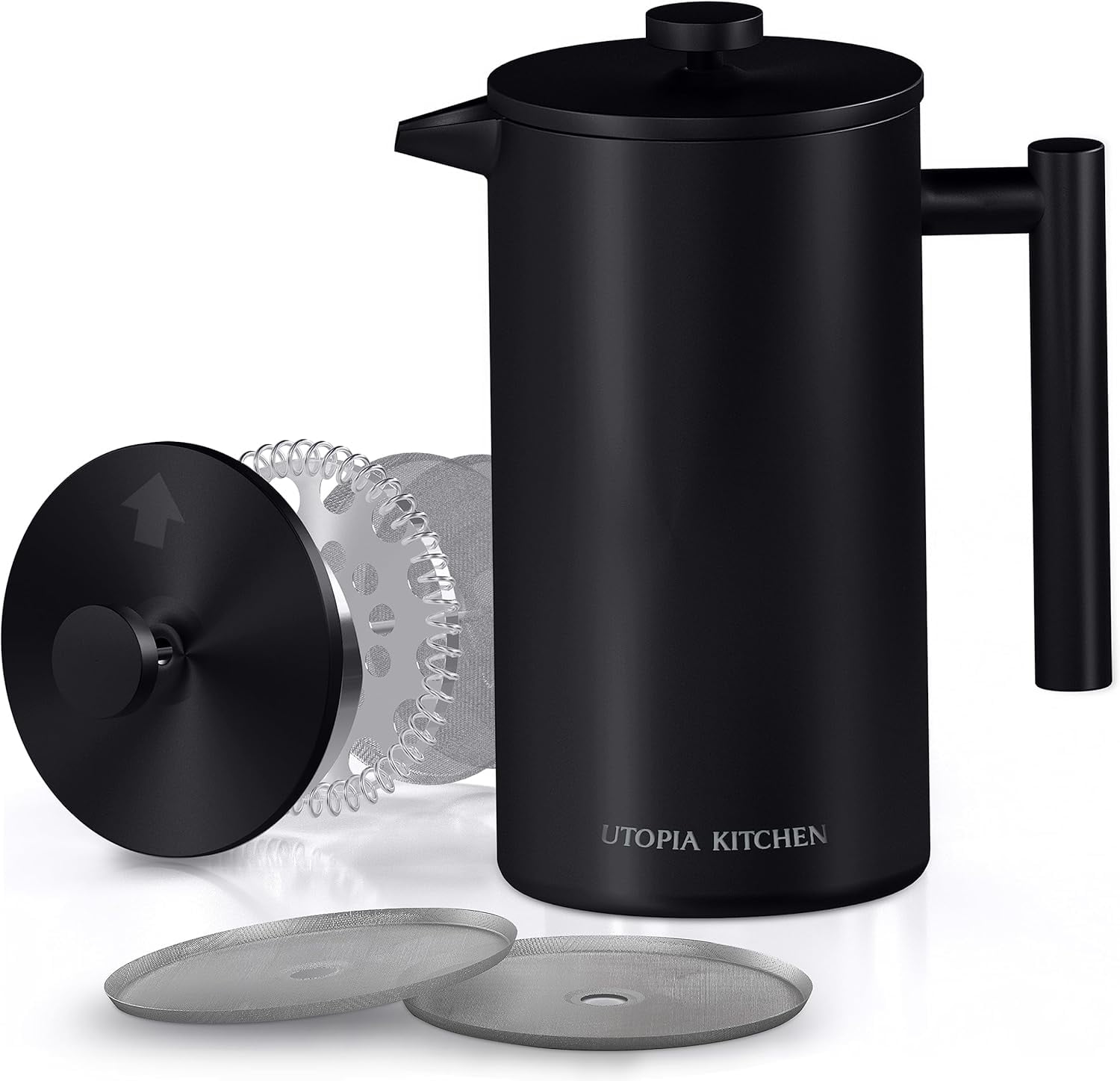 Stainless Steel French Press Coffee Maker 34 Oz (1 Litre) with 2 Extra ...
