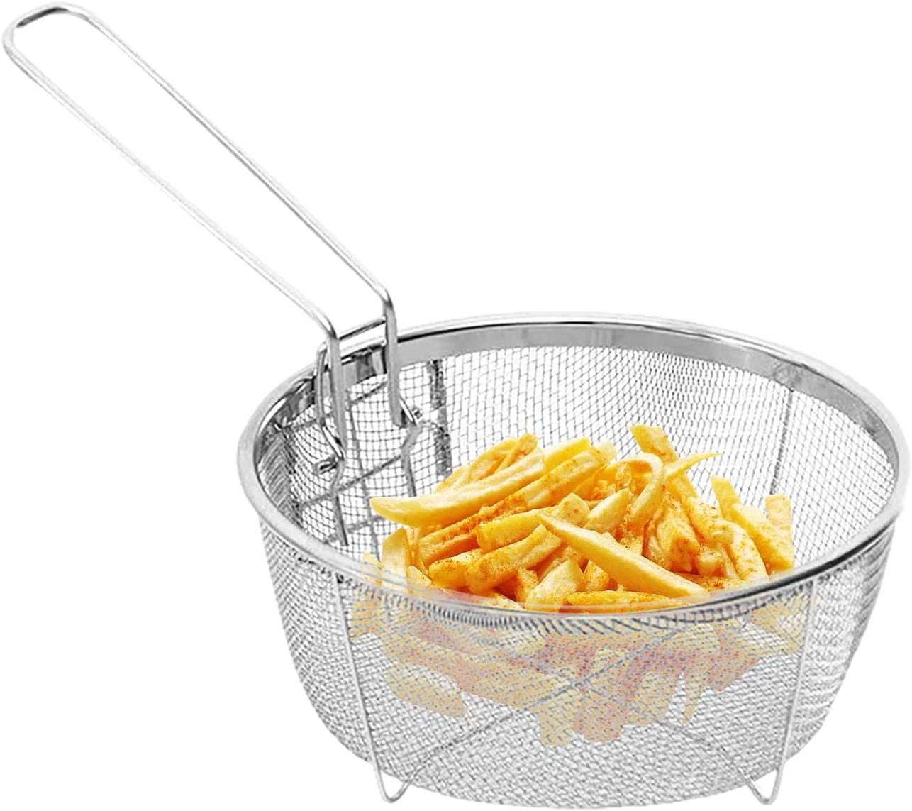 Stainless Steel Fry Basket with Handle,Round Wire Fry Basket Fryer ...
