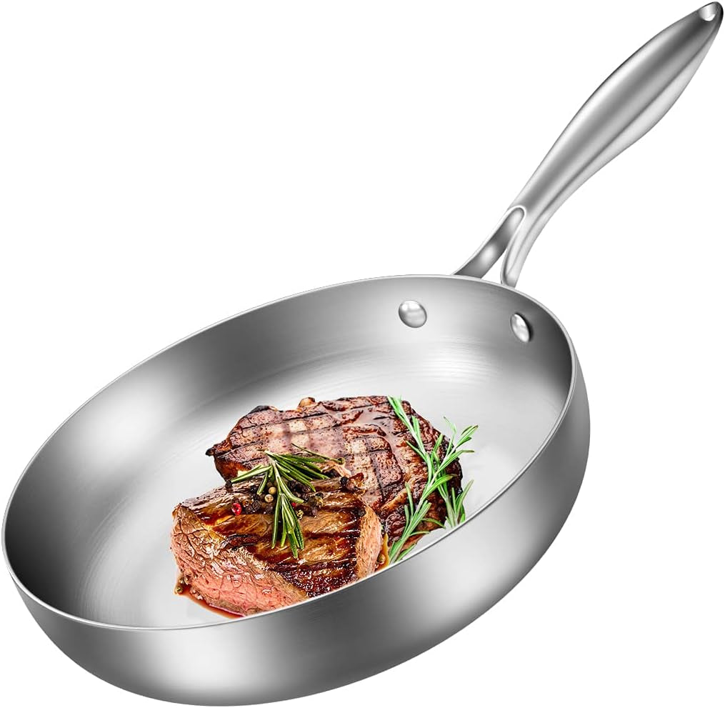 Stainless Steel Frying Pan 11 Inch Fry Pan Skillet Cooking Pan Tri-Ply ...