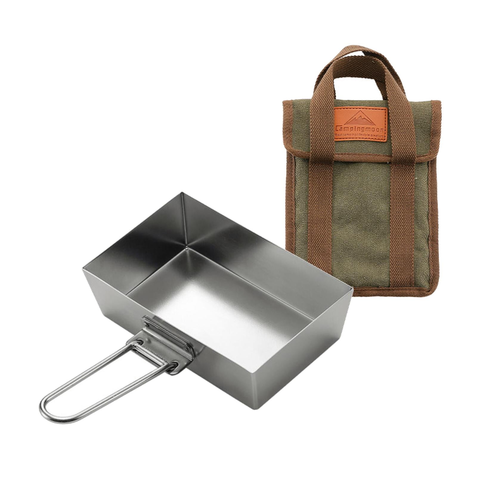 Stainless Steel Frying Pan Camping Pot with Lid Backpacking Cookware ...