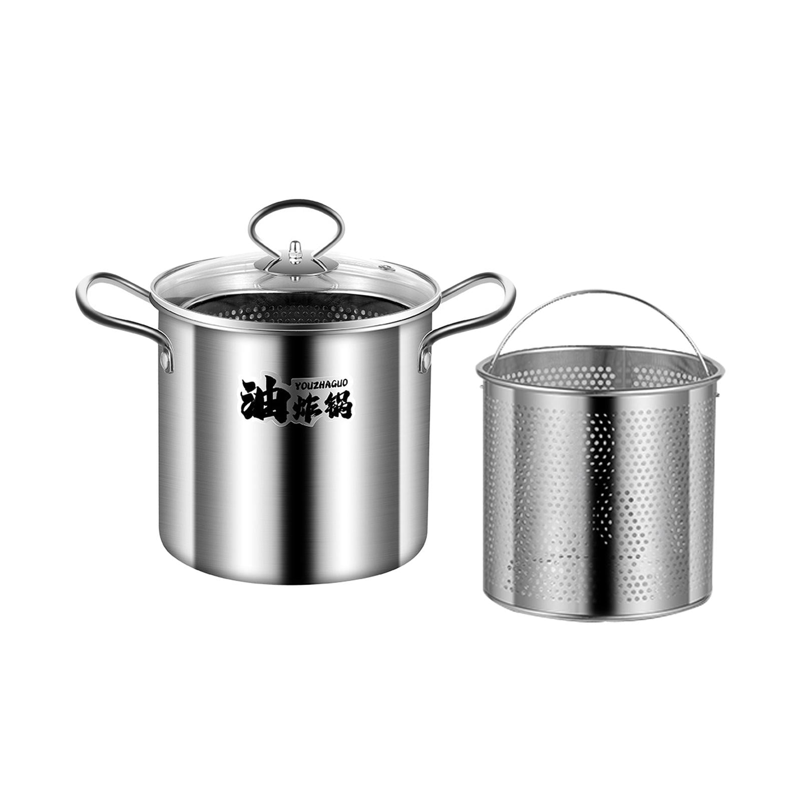 Stainless Steel Frying Pot 3L Capacity Oil Fryer Cooking Pot with Glass ...