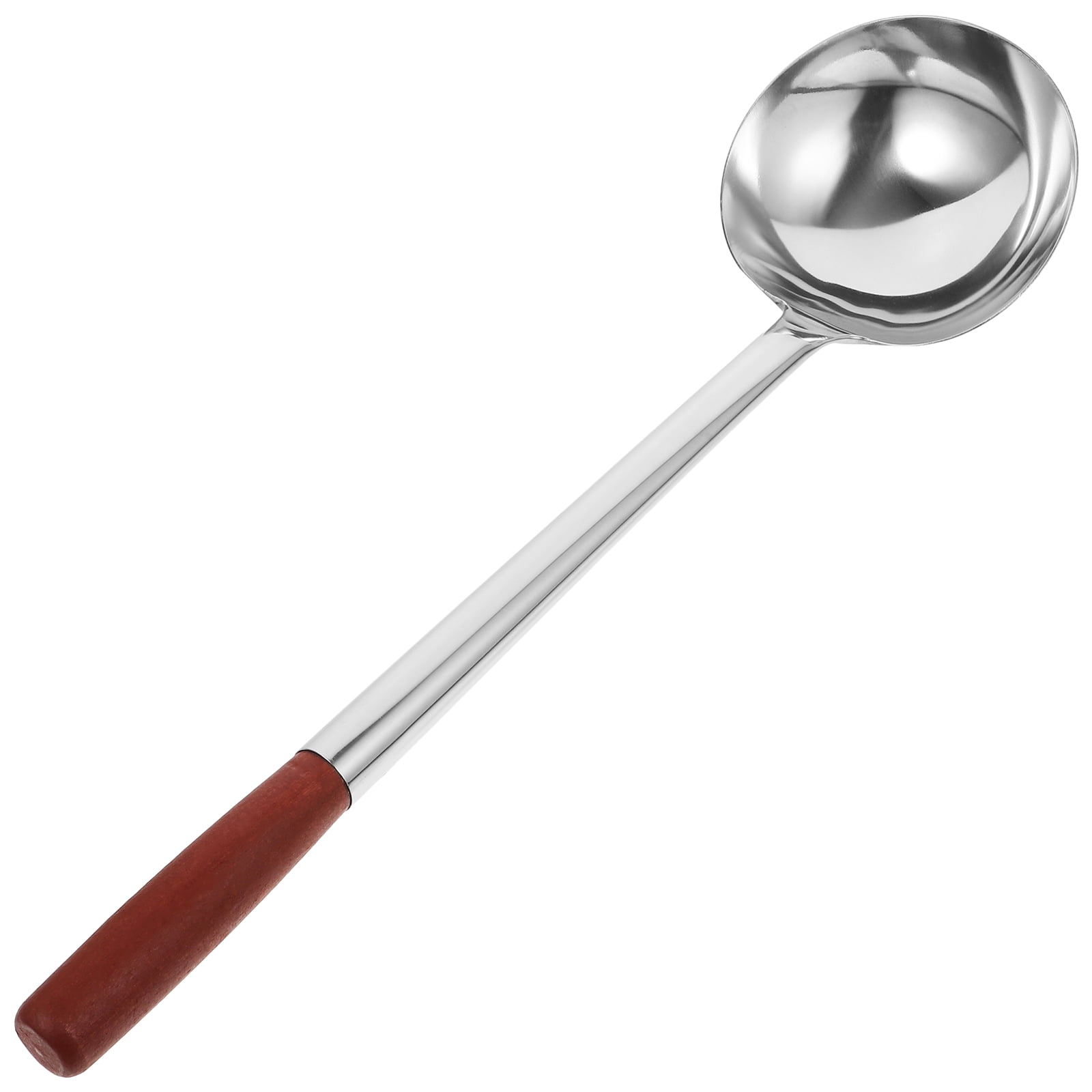 Stainless Steel Frying Spoon Ladle Work with Wood Handle Metal Spoons ...