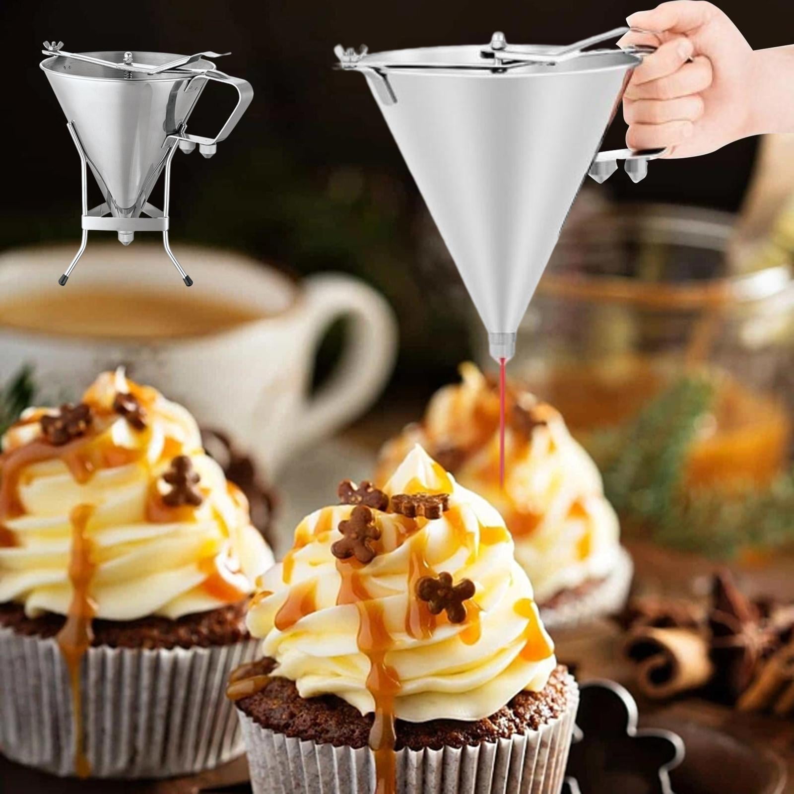 Stainless Steel Funnel Dispenser with Stand for Bakery Cupcakes Ball ...