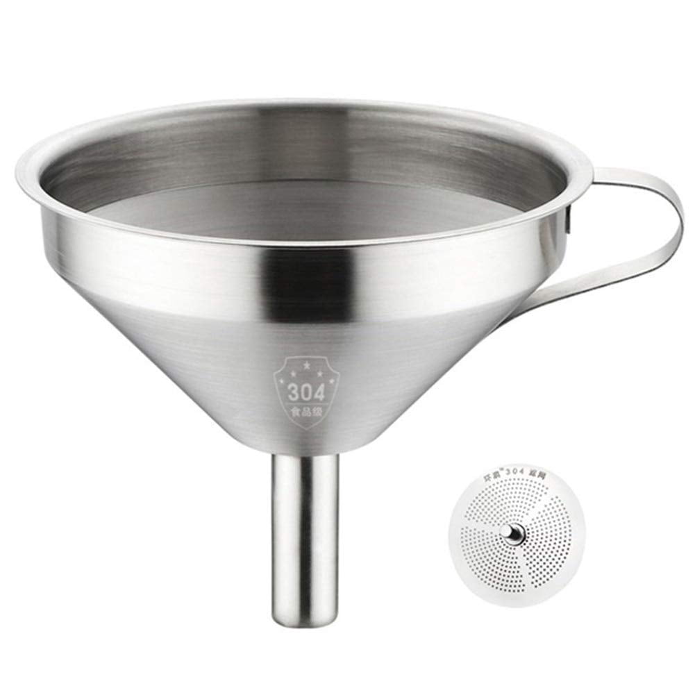 Stainless Steel Funnel with Fine Mesh Strainer, 5-Inch Metal Hopper ...