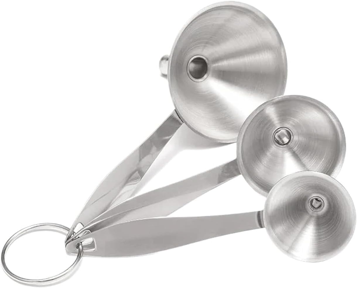 Stainless Steel Funnel,Kitchen Funnels, 3 Pcs/Set Stainless Steel Mini Funnels Oil Vinegar Spice ...