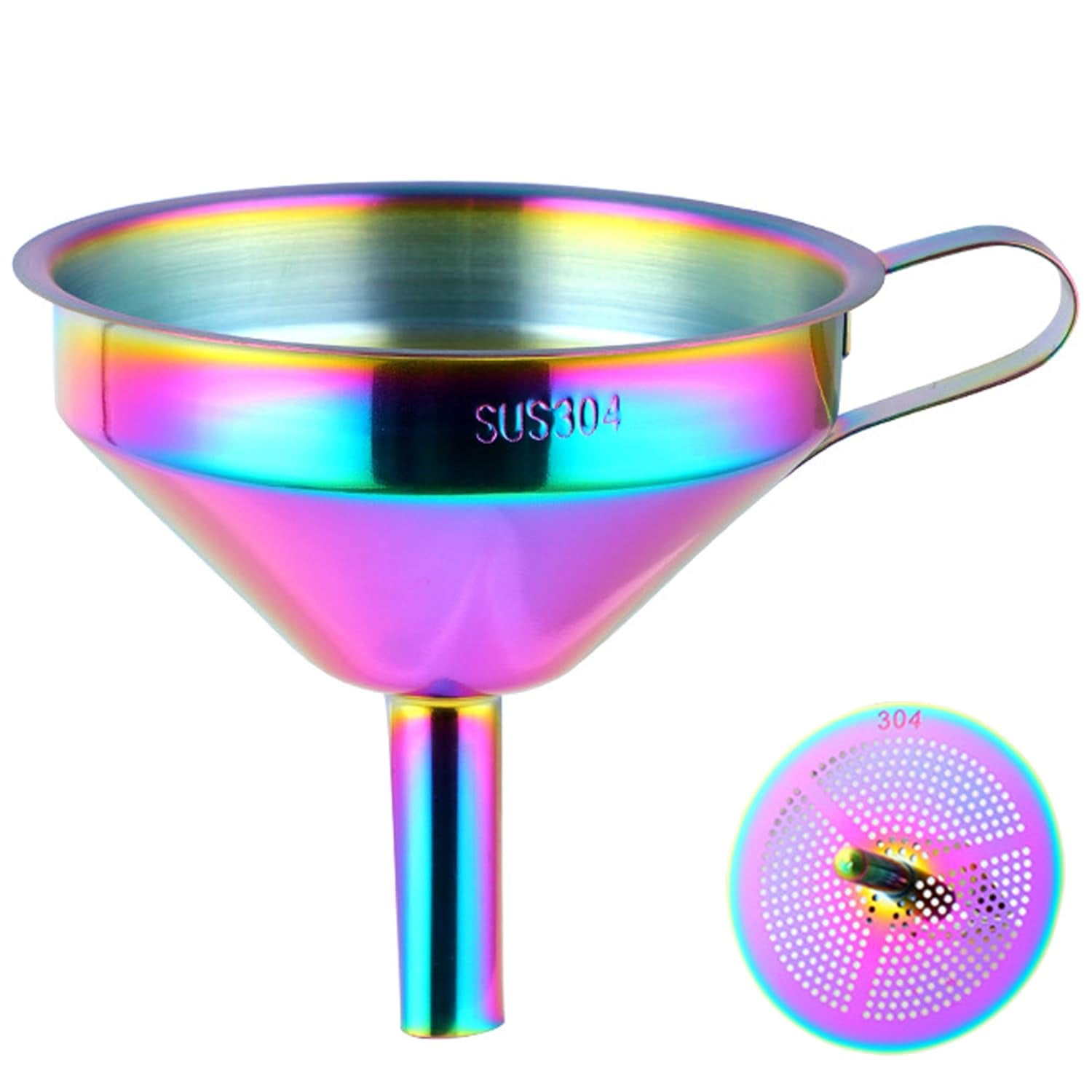 Stainless Steel Funnel with Strainer: 5-Inch Kitchen Funnel with ...