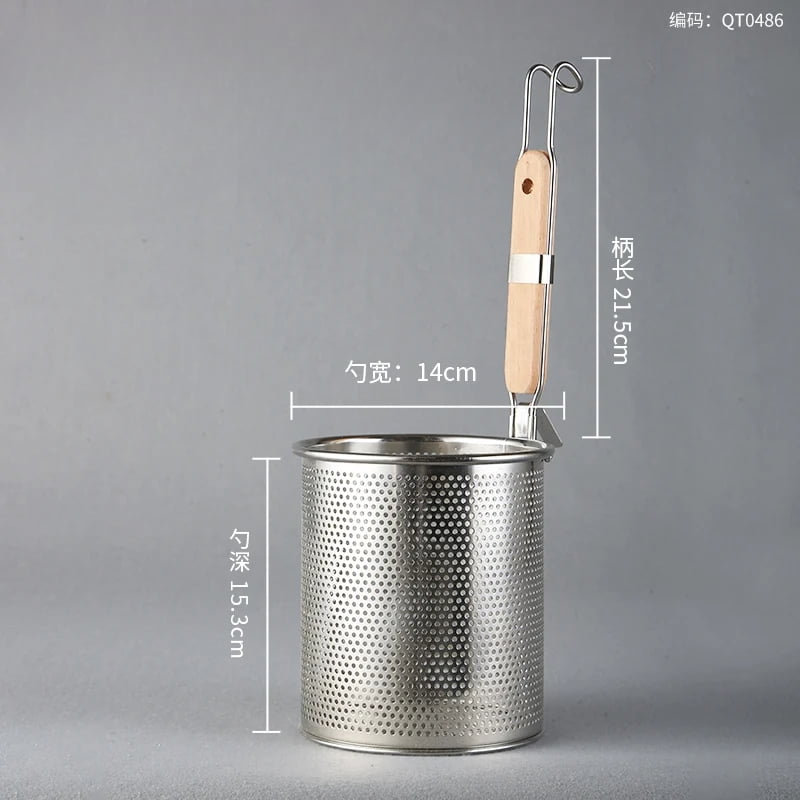 Stainless Steel Funnel Wooden Handle Cooking Noodles Fishing Rice ...