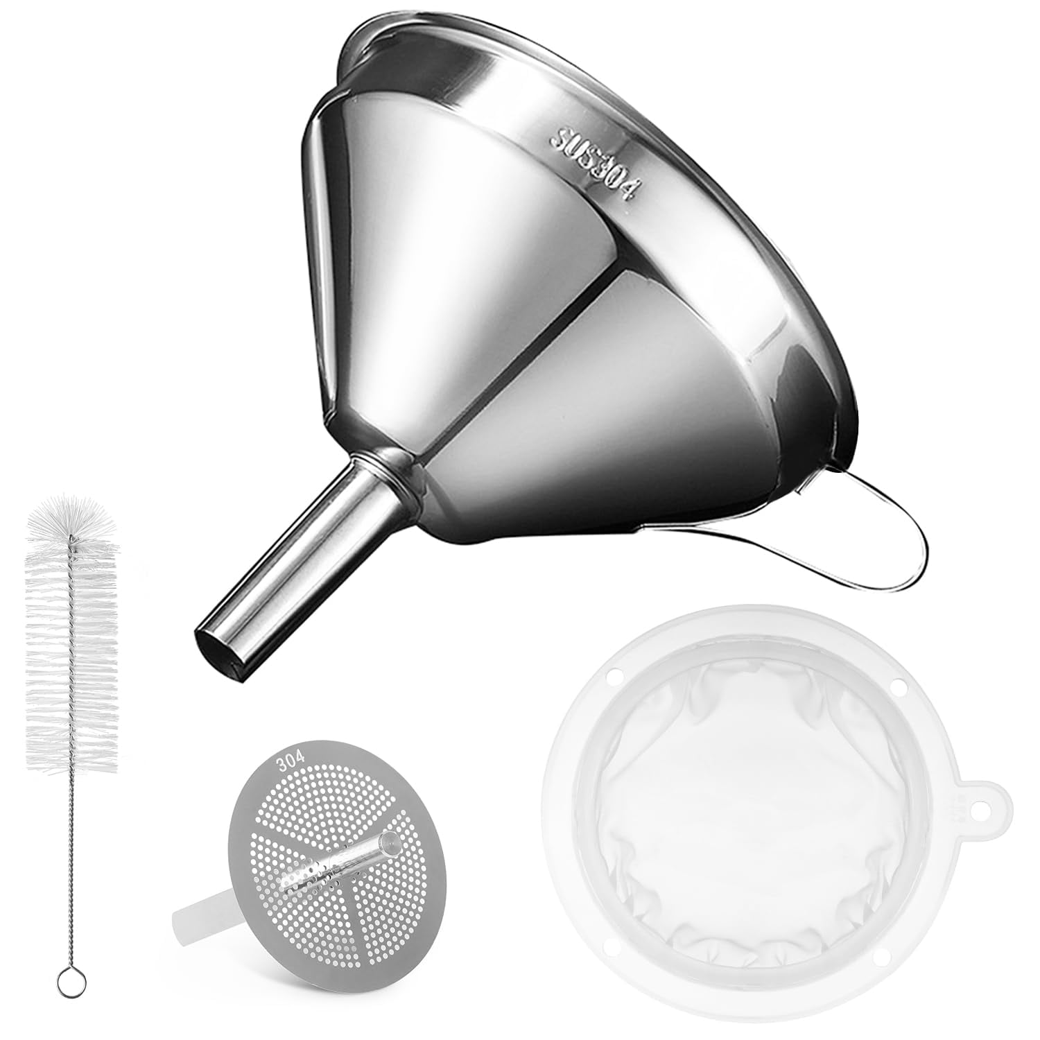 Stainless Steel Funnel for Bottles - 5 Inch Metal Cooking Oil Food ...