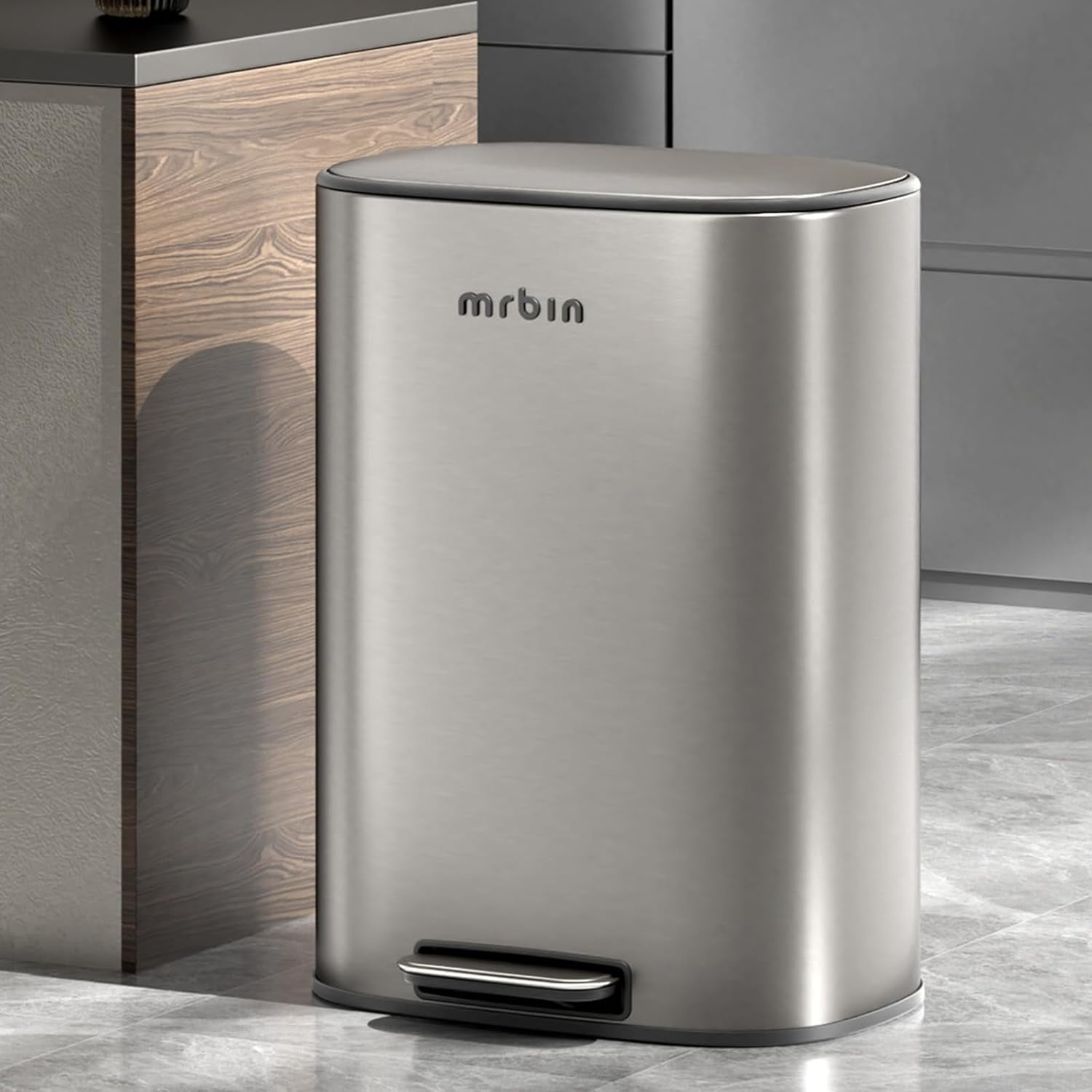 Stainless Steel Garbage Can 13 Gallon Tall Kitchen, 50L Waste Basket ...