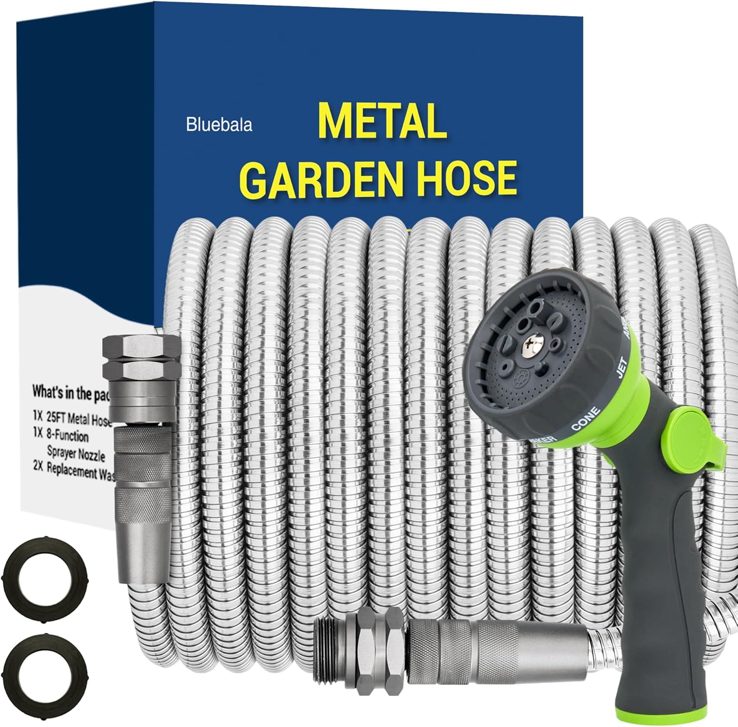 Stainless Steel Garden Hose - 50 FT Metal Water Hose with Solid Swivel ...
