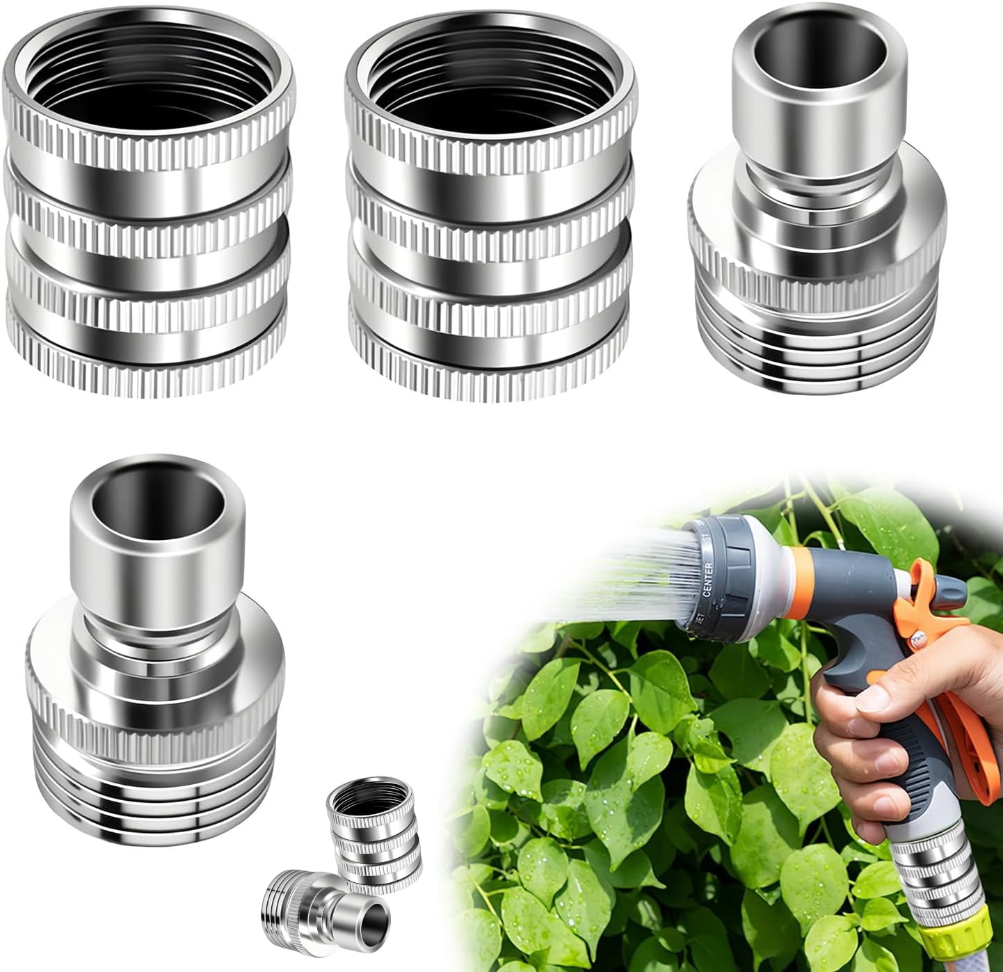 Stainless Steel Garden Hose Quick Connect Fittings Set, 3/4 Inch Garden ...