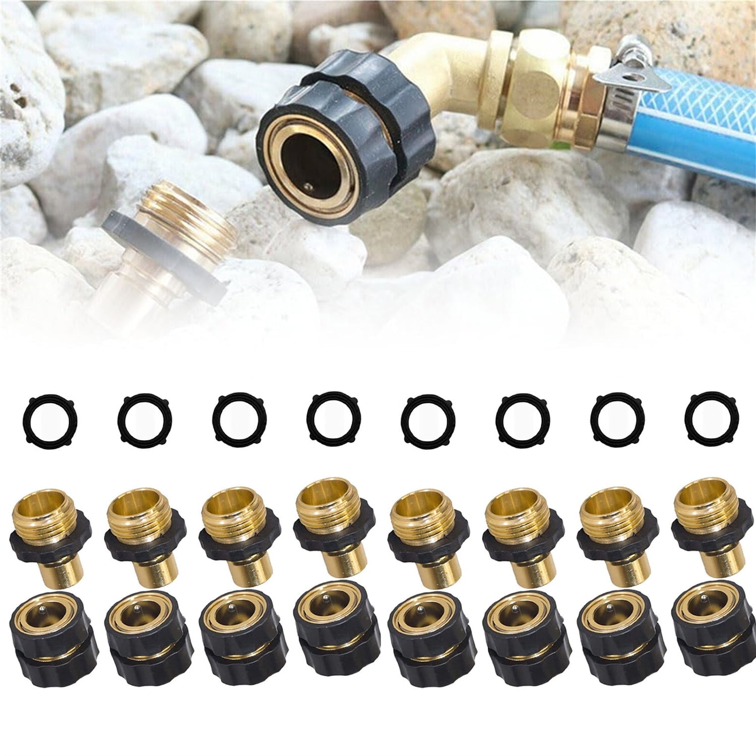 Stainless Steel Garden Hose Quick Connector Fittings Set – 3/4 Inch GHT ...