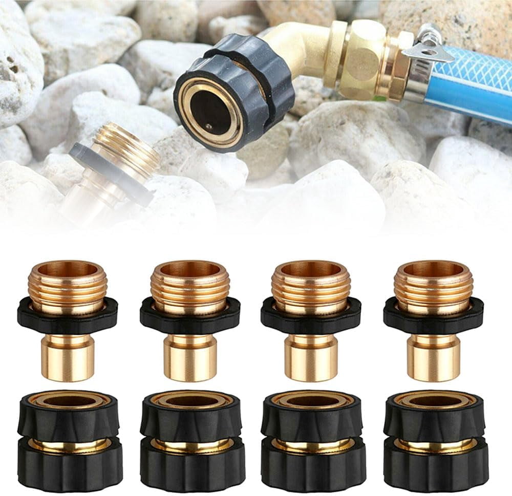Stainless Steel Garden Hose Quick Connector Fittings Set, 3/4 Inch GHT ...