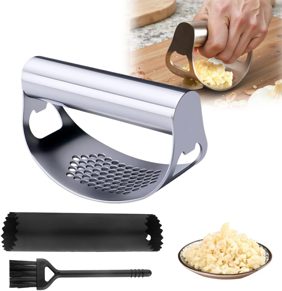 Stainless Steel Garlic Press, 2025 Upgraded Garlic Press Stainless ...