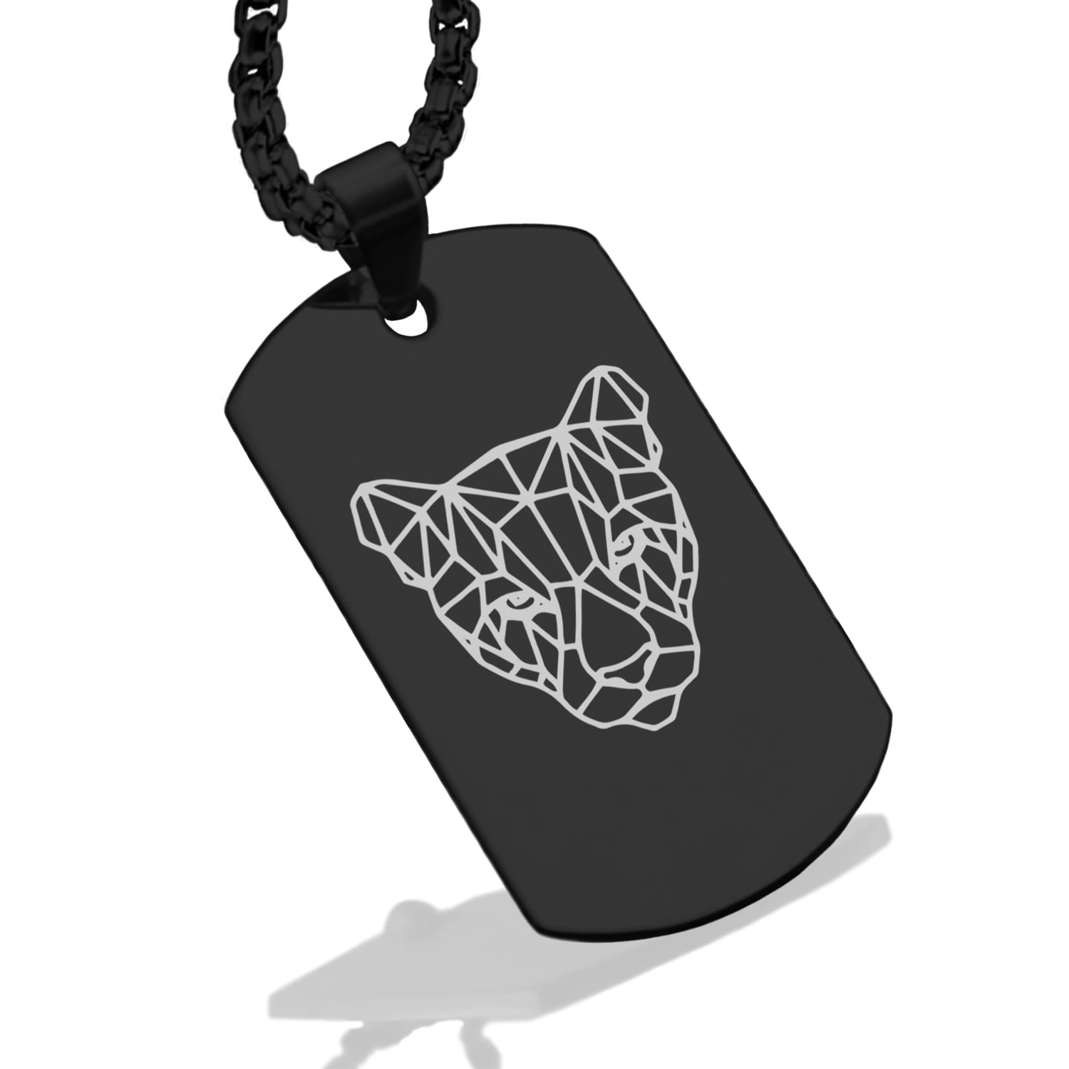 Stainless Steel Geometric Polygon Puma Animal Dog Tag Pendant Necklace ...