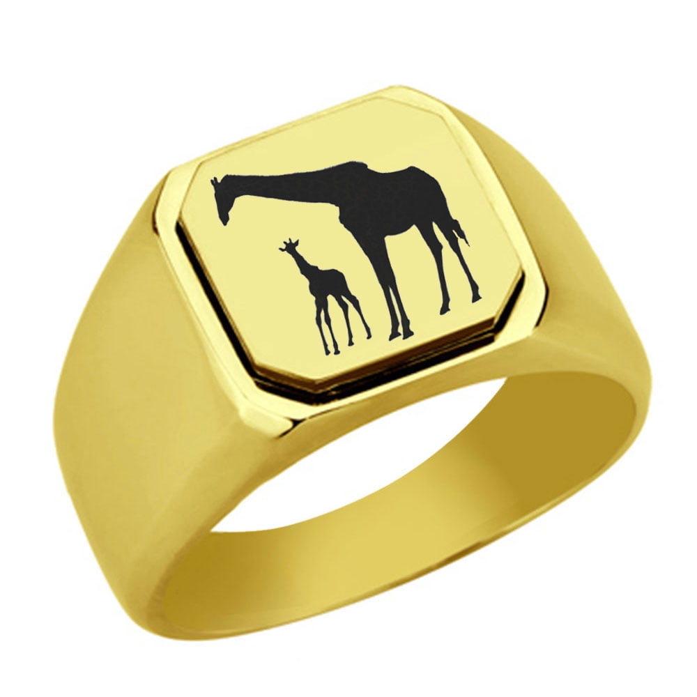 Stainless Steel Giraffe Engraved Signet Ring - Walmart.com
