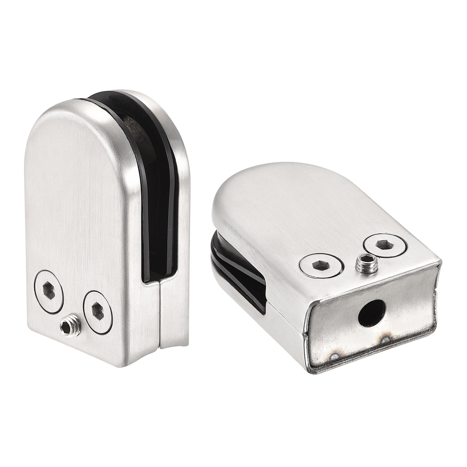 Stainless Steel Glass Clamp, 2Pcs Glass Clip Curved Back Round Glass ...