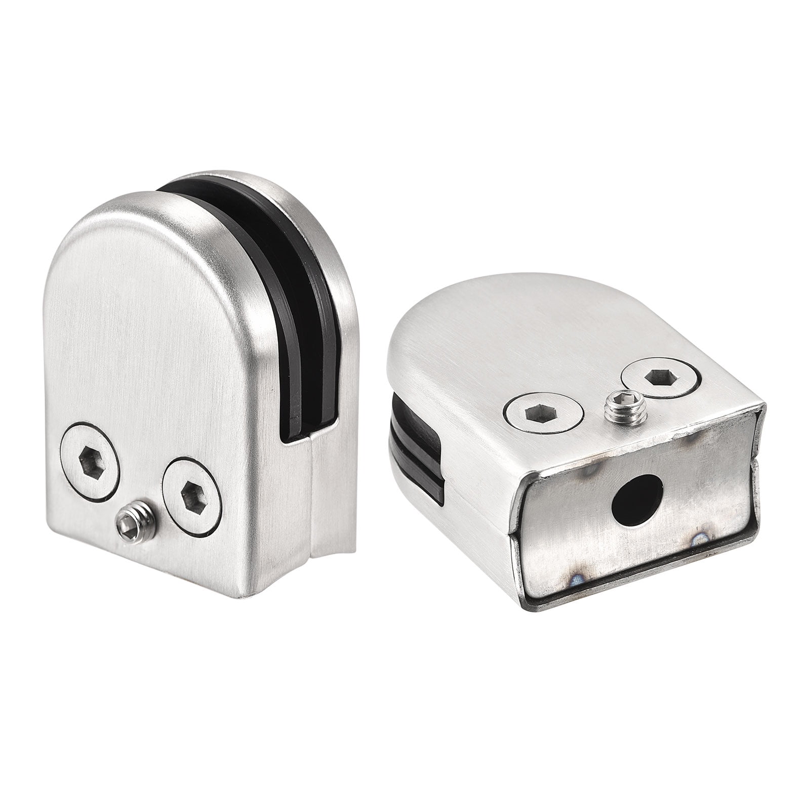 Stainless Steel Glass Clamp, 2Pcs Glass Clip Curved Back Round Glass ...