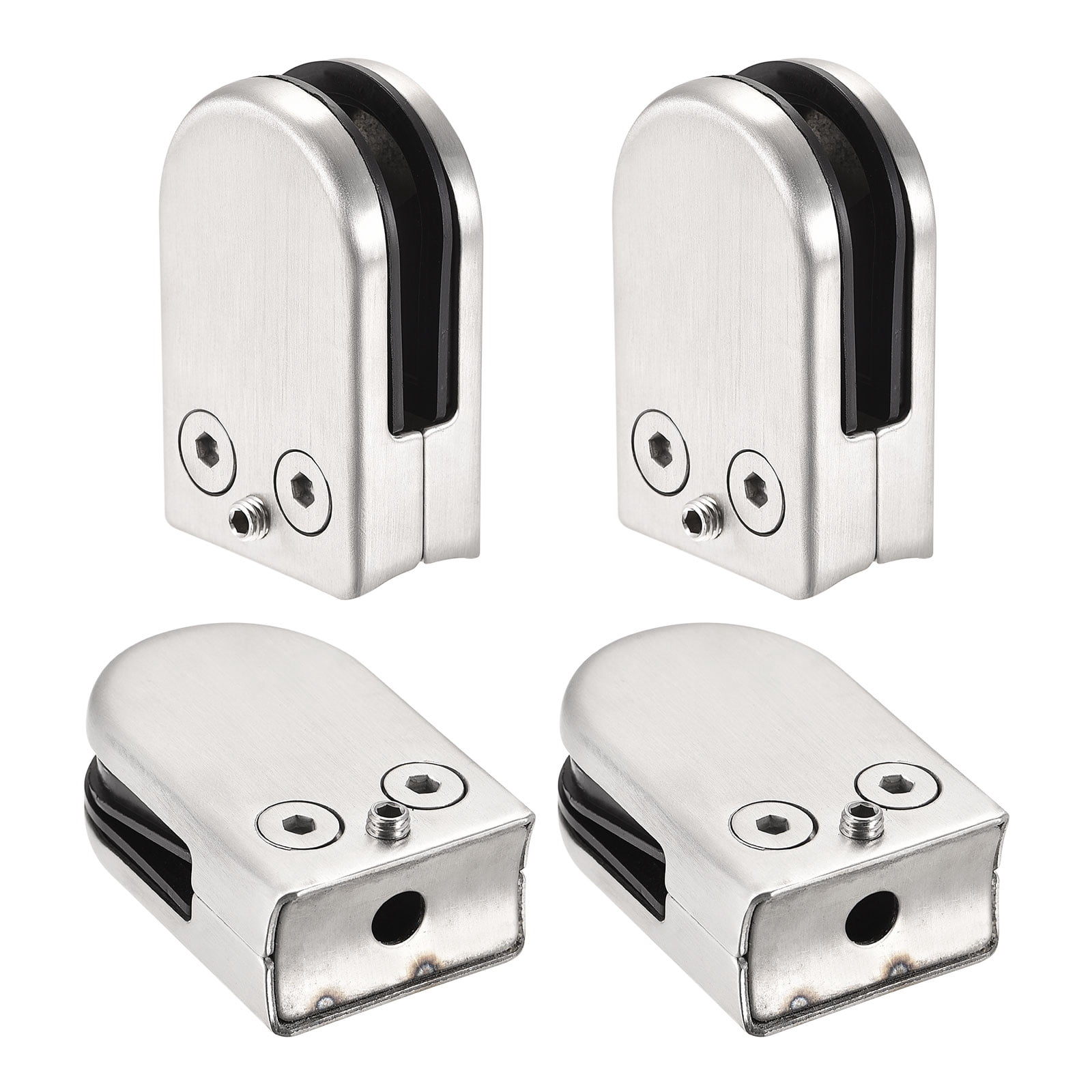 Stainless Steel Glass Clamp, 4Pcs Glass Clip Curved Back Round Glass ...