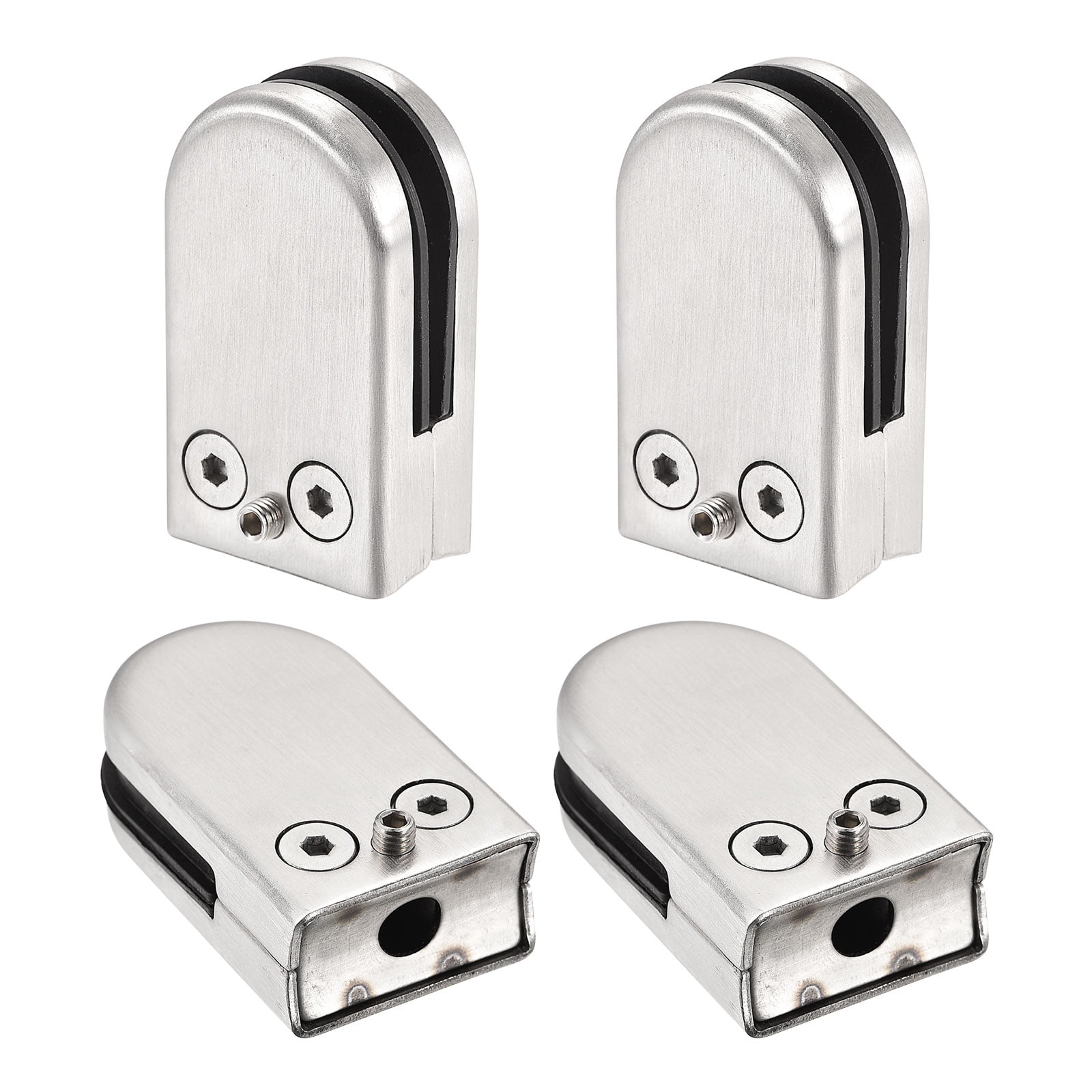 Stainless Steel Glass Clamp, 4Pcs Glass Clip Curved Back Round Glass ...