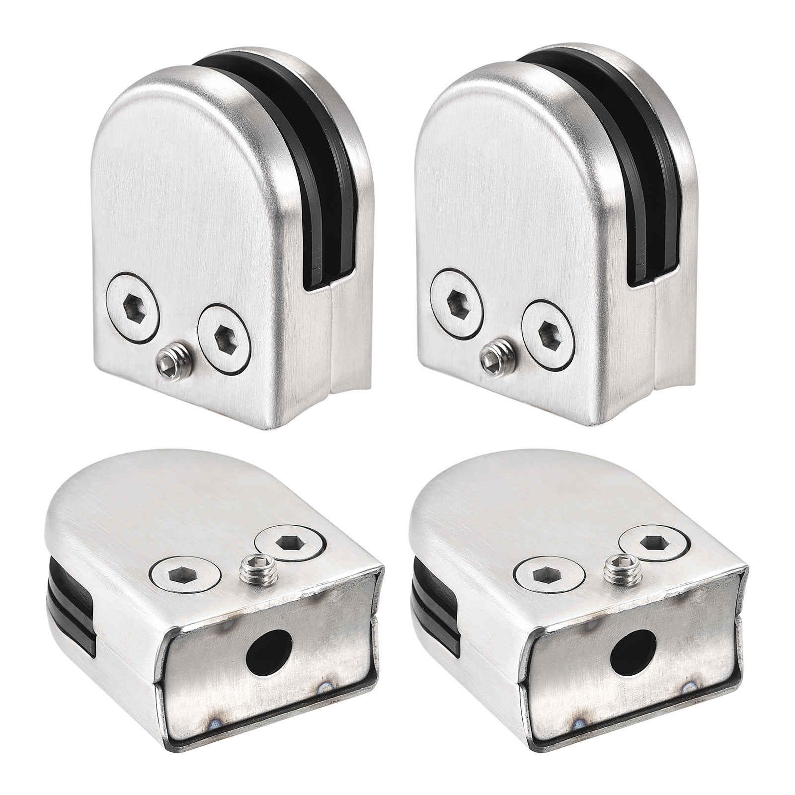 Stainless Steel Glass Clamp, 4Pcs Glass Clip Curved Back Round Glass ...