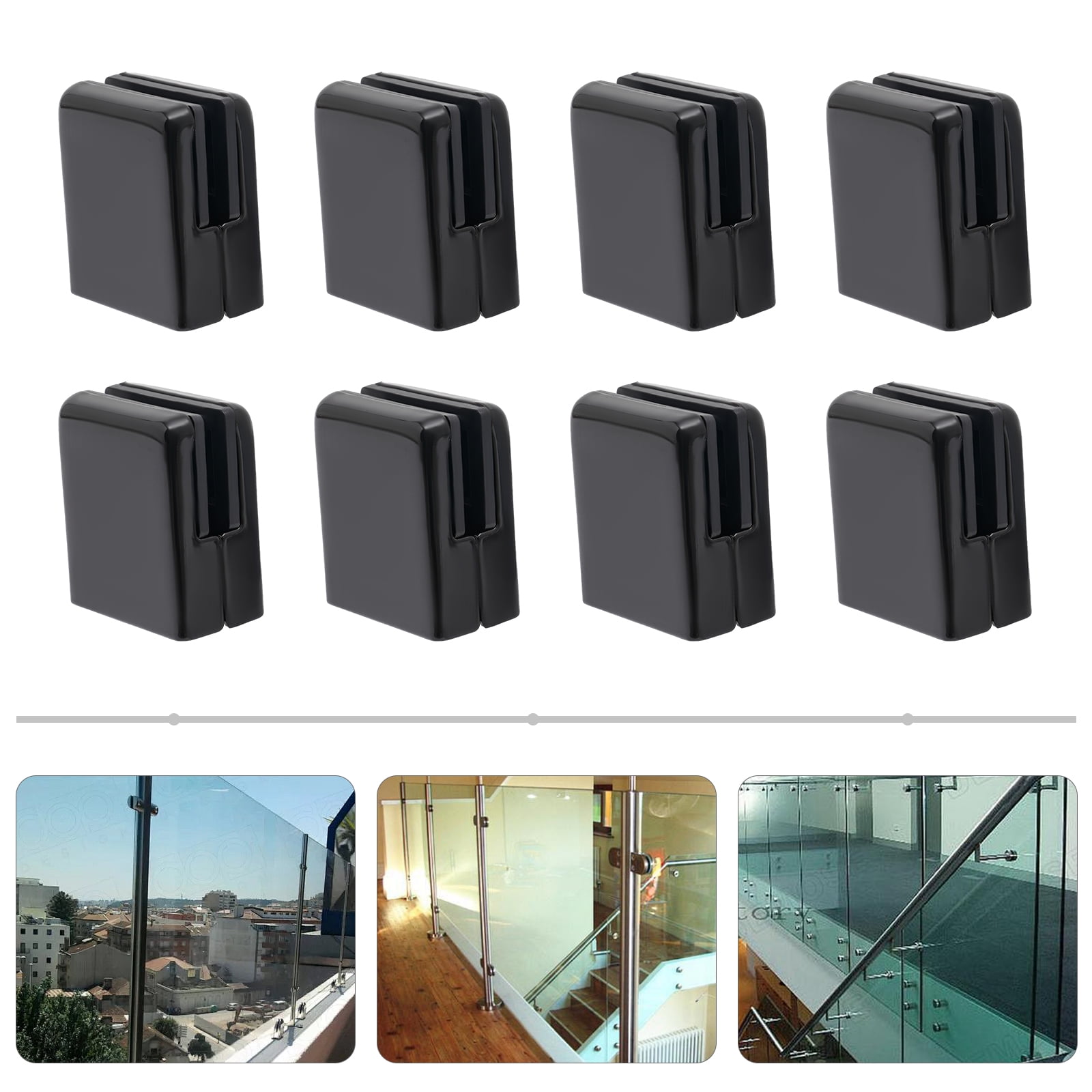 Stainless Steel Glass Clamp Clip, Black Glass Clamp Clip 8 Pieces ...