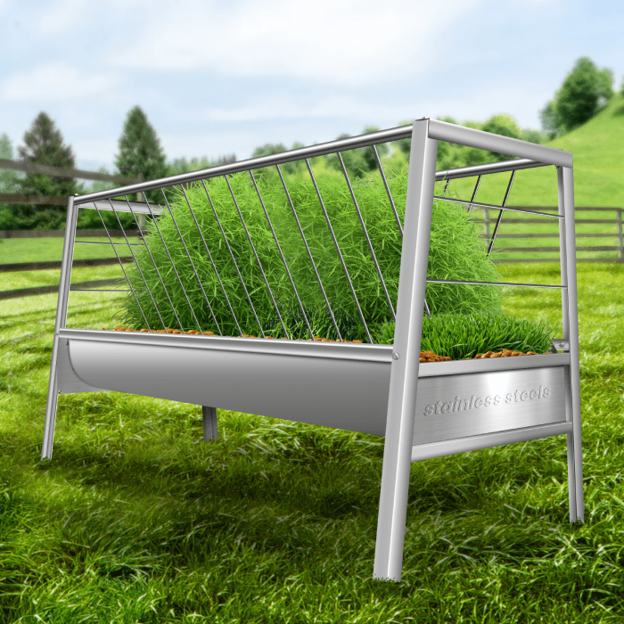 Stainless Steel Goat Feeders Metal, 19.6'' W Spacious Trough, Group ...