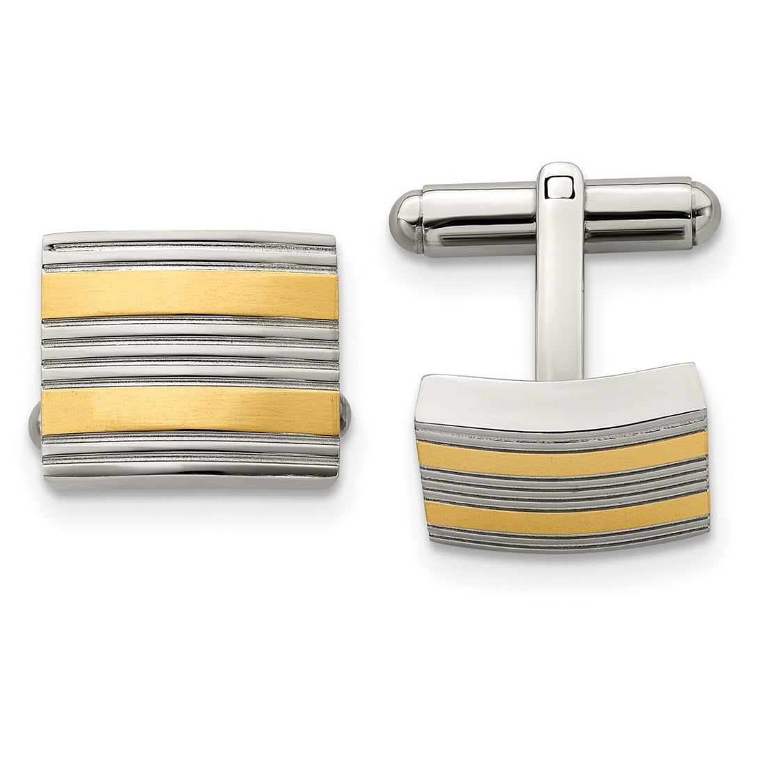 Stainless Steel Gold Ip Plated and Polished Cuff Links 15x13mm Wide ...