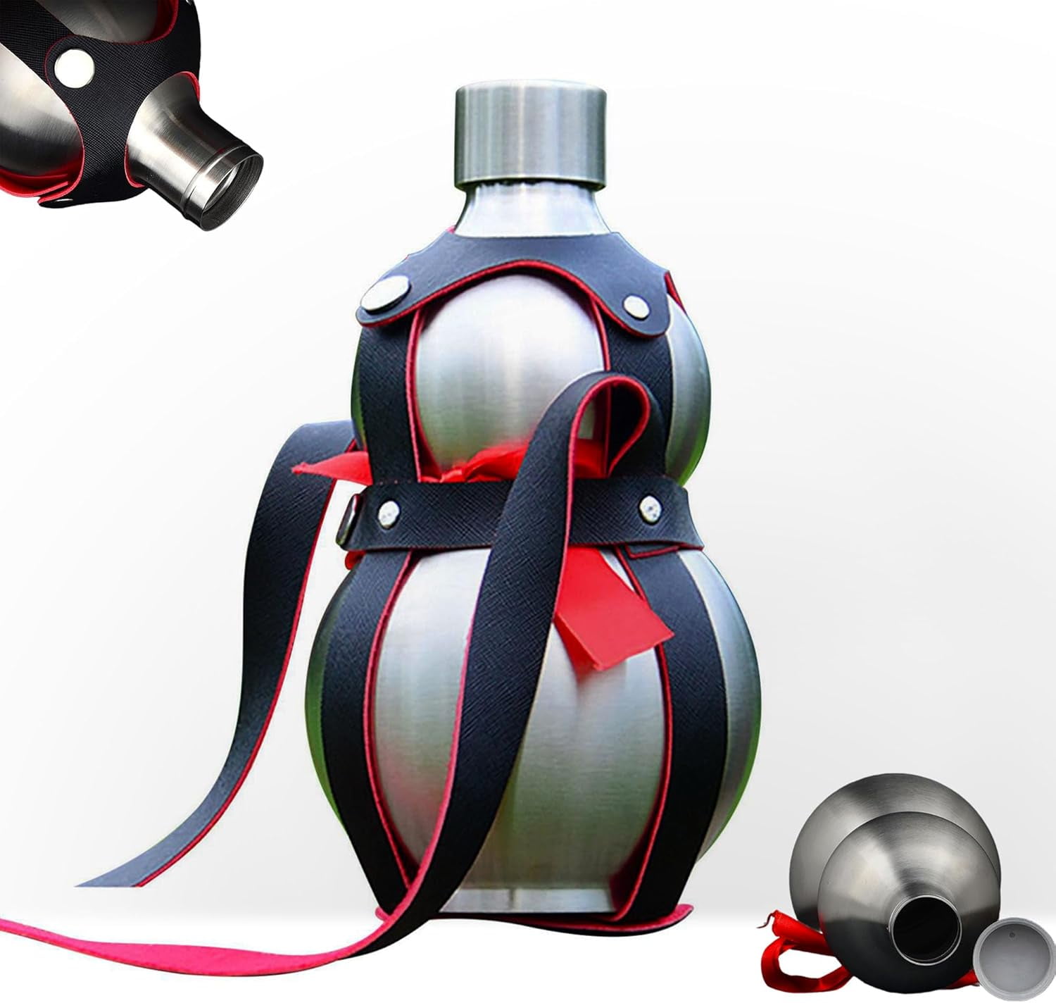 Stainless Steel Gourd Bottle, 64 Oz Metal Gourd Water Bottle, Portable ...