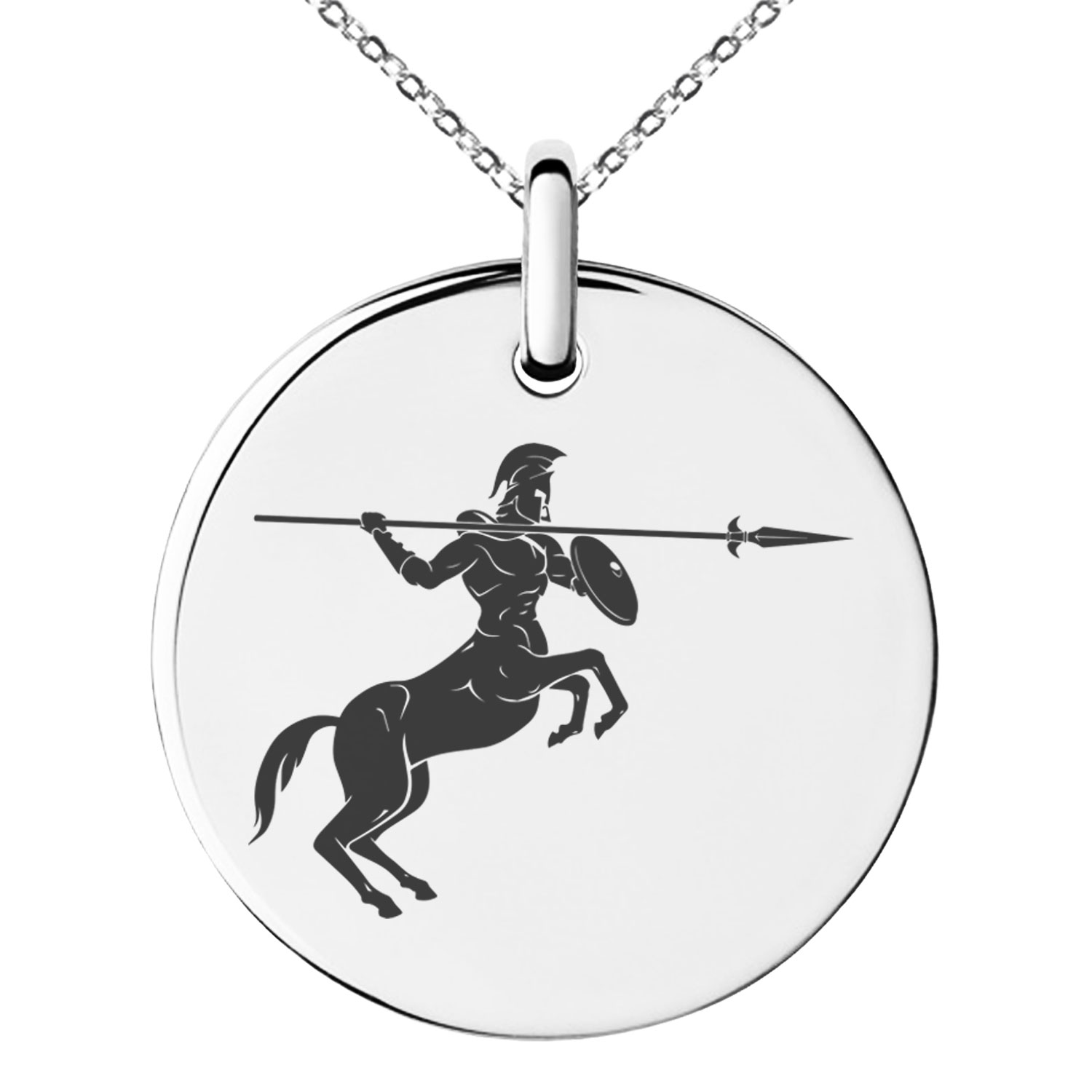 Stainless Steel Greek Mythology Centaur Engraved Small Medallion Circle ...