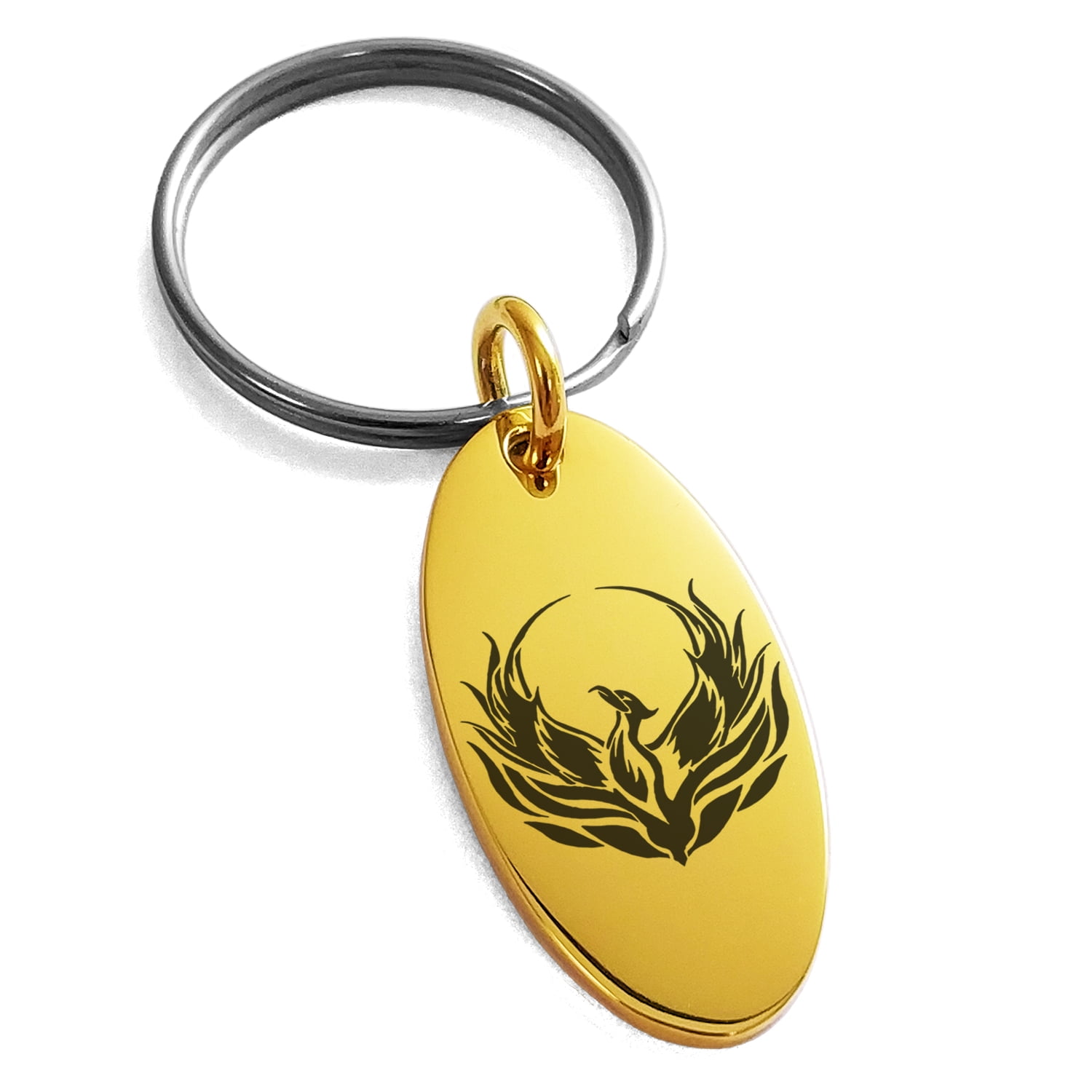 Stainless Steel Greek Mythology Phoenix Engraved Small Oval Charm ...