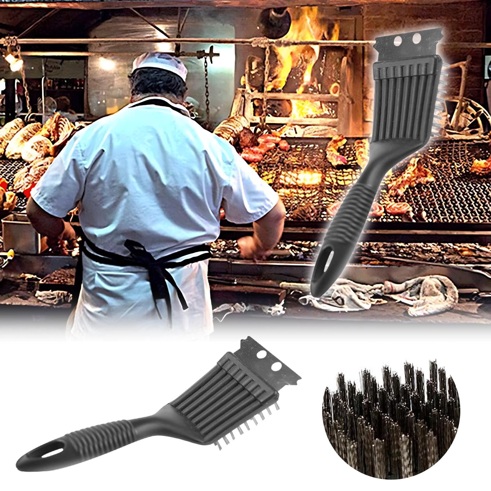 Gumesh Stainless Steel Grill Brush & Scraper - Heavy-Duty Bristle-Free ...