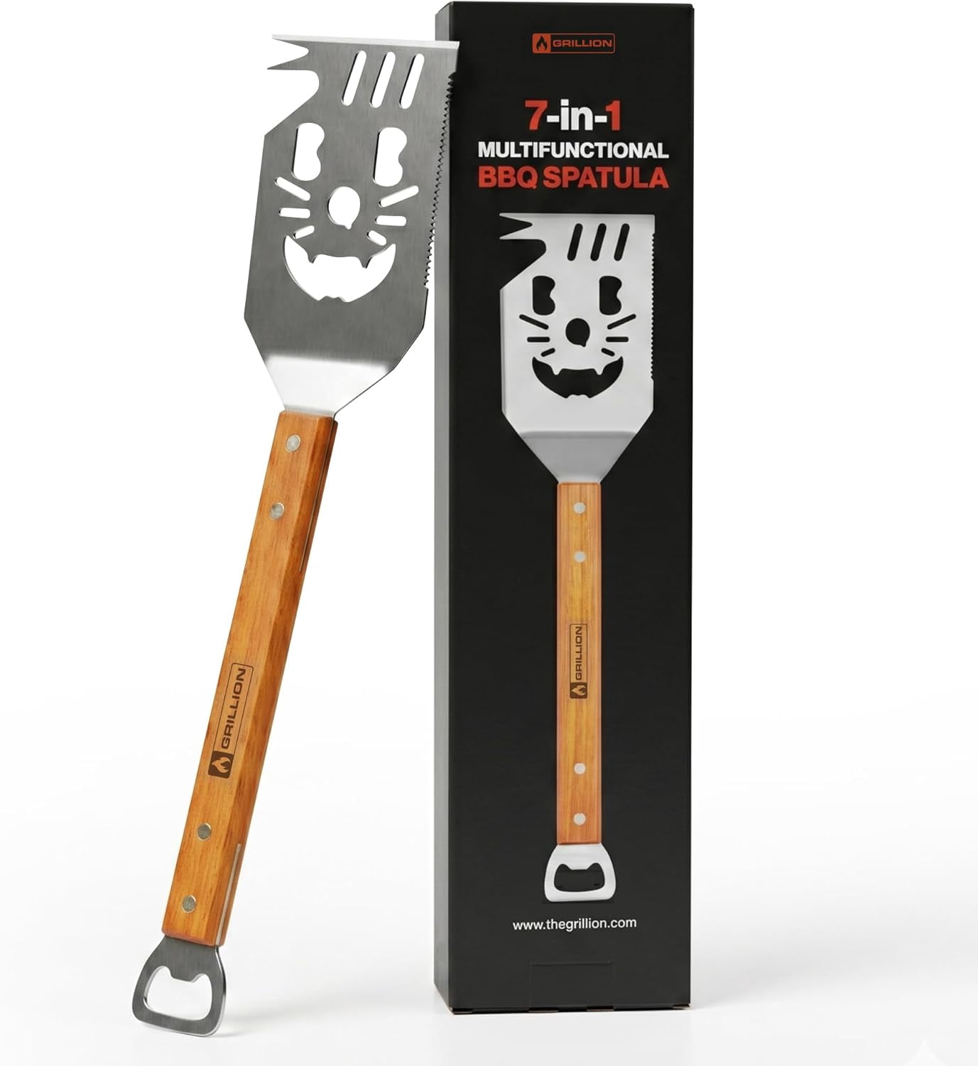 Stainless Steel Grill Spatula for Outdoor Grill, 7-in-1 BBQ Spatulas ...