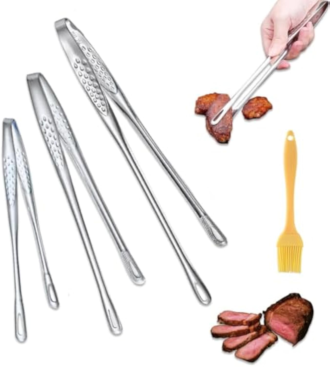 Stainless Steel Grill Tongs, 2025 New 11 Inch Stainless Steel Korean ...