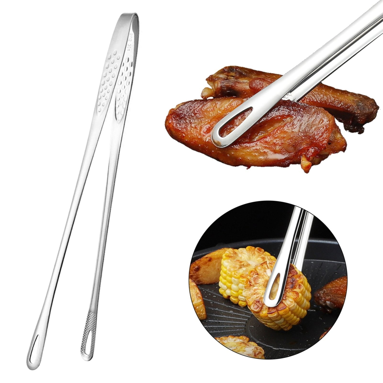 Stainless Steel Grill Tongs - Upgraded Kitchen Tweezers for Cooking ...