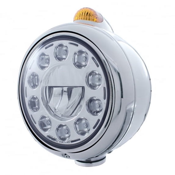Stainless Steel Guide 682-C Headlight 11 LED Bulb & Dual Mode LED ...