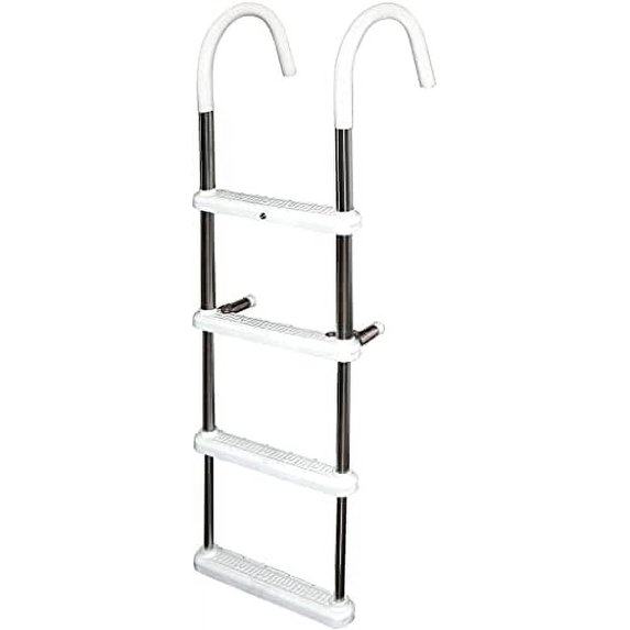 Stainless Steel Gunwale Hook Ladder – 4-Step Boat Ladder with Folding ...
