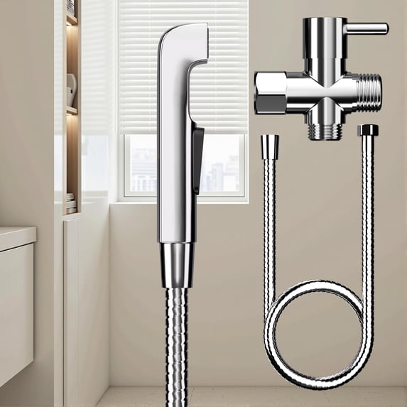 Stainless Steel Handheld Bidet Sprayer Kit with T-Valve Shut Off ...